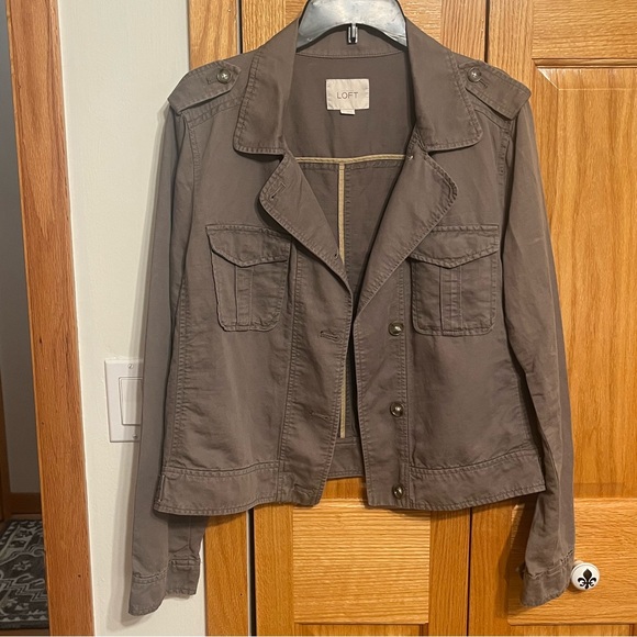 LOFT | Jackets & Coats | Olive Green Loft Military Jacket Size L Linen ...